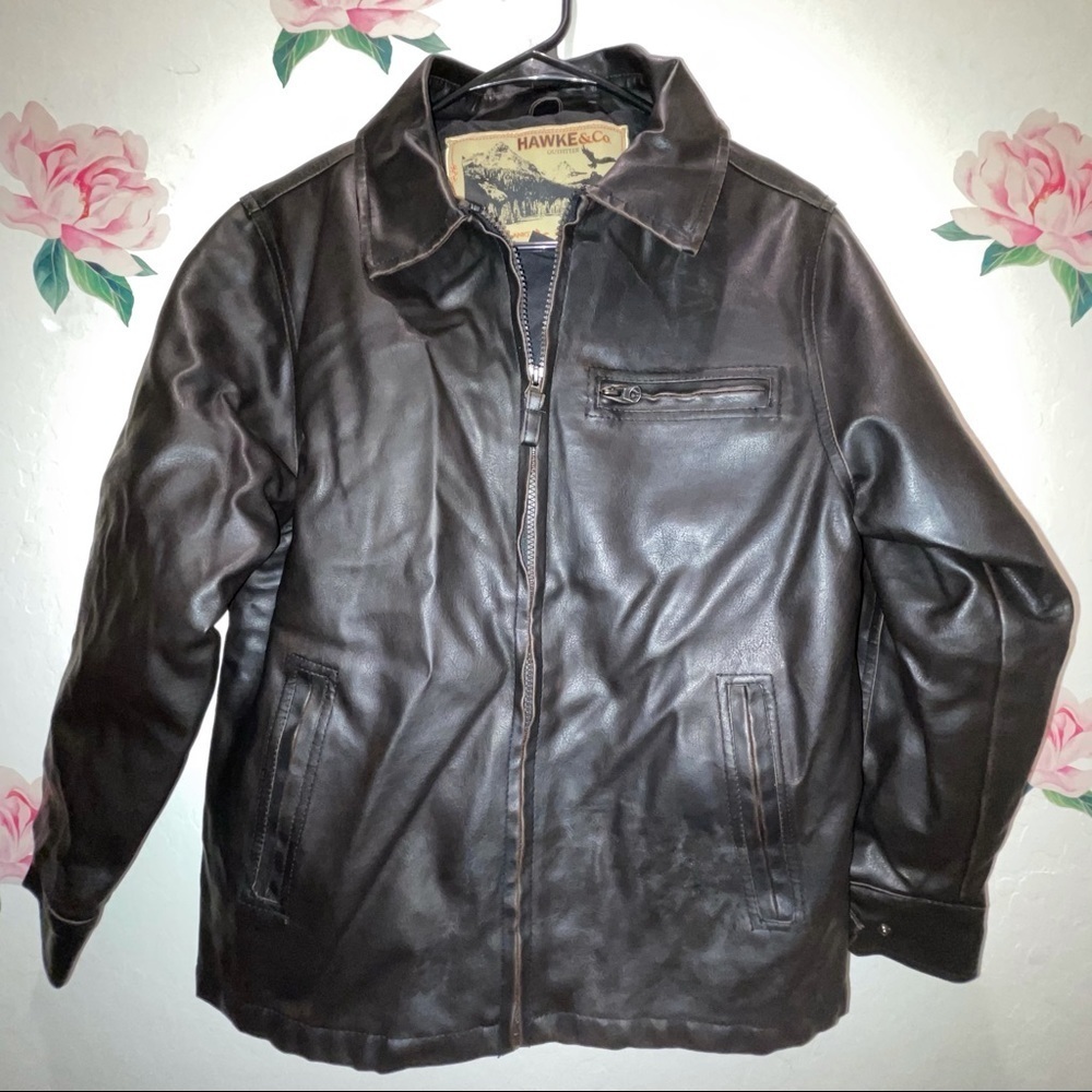 Hawke & Co. Brown Faux Leather Jacket Size 10/12 - Gem